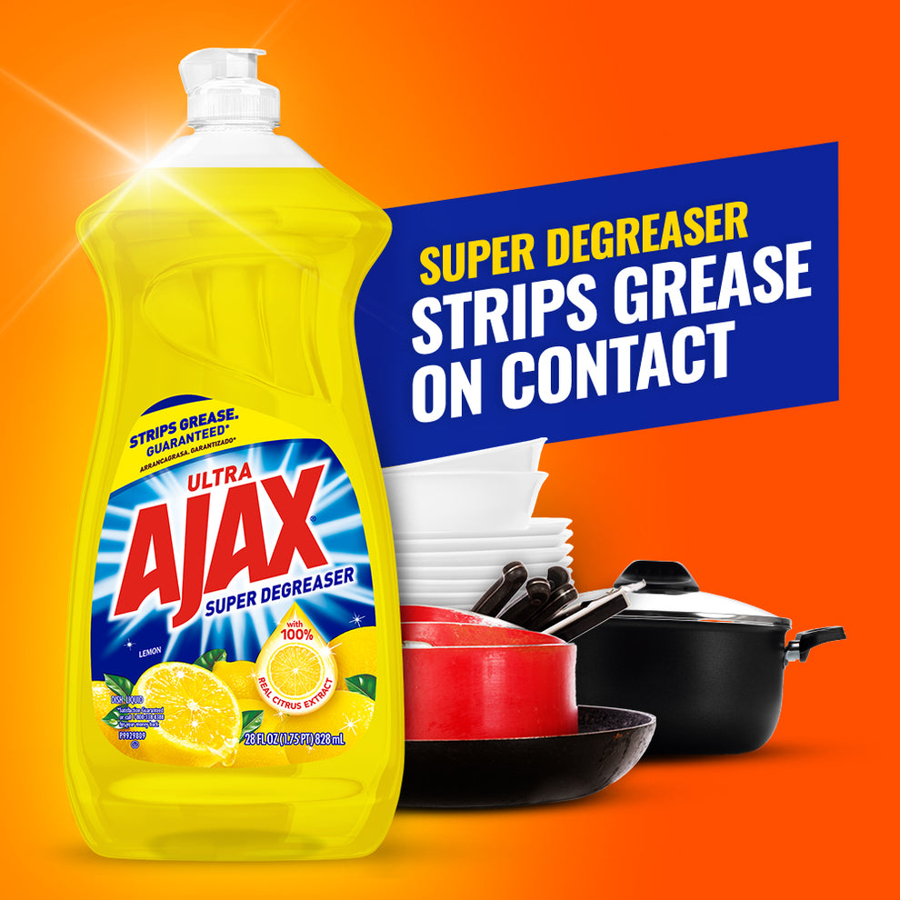 Ajax Ultra Super Degreaser Liquid Dish Soap, Lemon - 90 fluid ounce ...