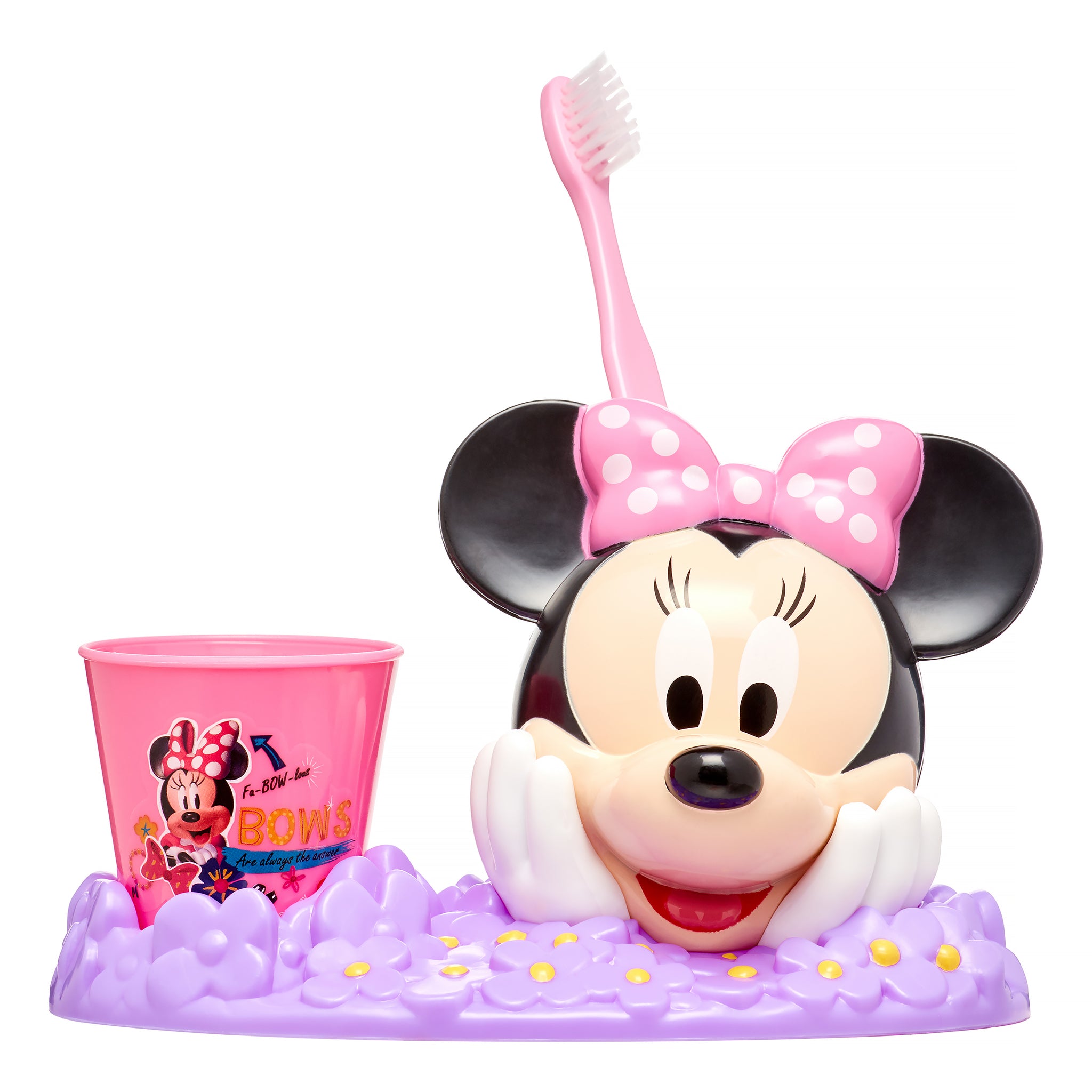Disney Junior Minnie 3-Piece Stylin' Smile Toothbrush and Holder Set ...